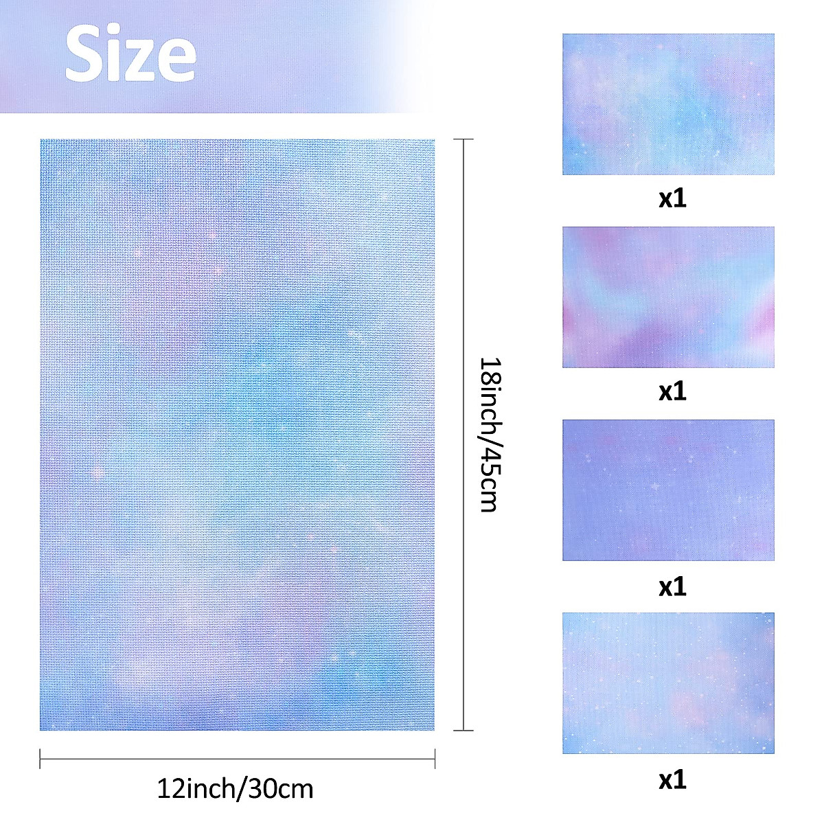 Pllieay 4 Pieces Printed Aida Cloth 14 Count Cross Stitch Fabric, Embroidery Cloth, 18 x 12 Inch, Starry Sky Printed Patterns