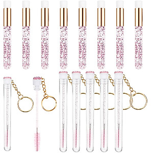 24Pcs Eyelash Extension Aftercare Kits - 12pcs Lash Shampoo Brush Nose Blackhead Facial Cleaning Brush 12PCS Tube Mascara Wands Spoolie With Tube Brush (crystal #1)