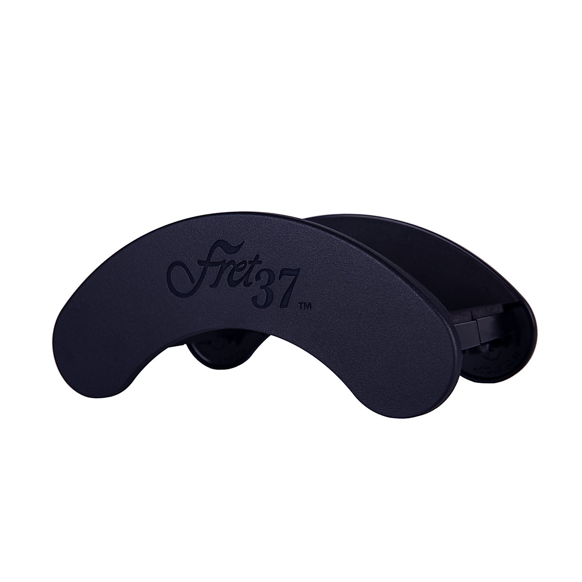 Fret37 Attachable Guitar Stand, Floor, Adjustable Fit, Portable, Classical, Steel String, and Bass Acoustic Guitars, Guitar Accessories, Music Stand, Black