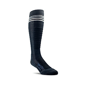 Farm to Feet Waitsfield 2.0 Snow Light Targeted Cushion OTC Merino Wool Socks (Black, Large)
