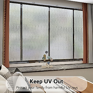 VELIMAX Frosted Window Privacy Film Non Adhesive Window Cling Removable Glass Covering Clear Water Opaque Window Film for Home Anti UV 17.7x78.7 inches