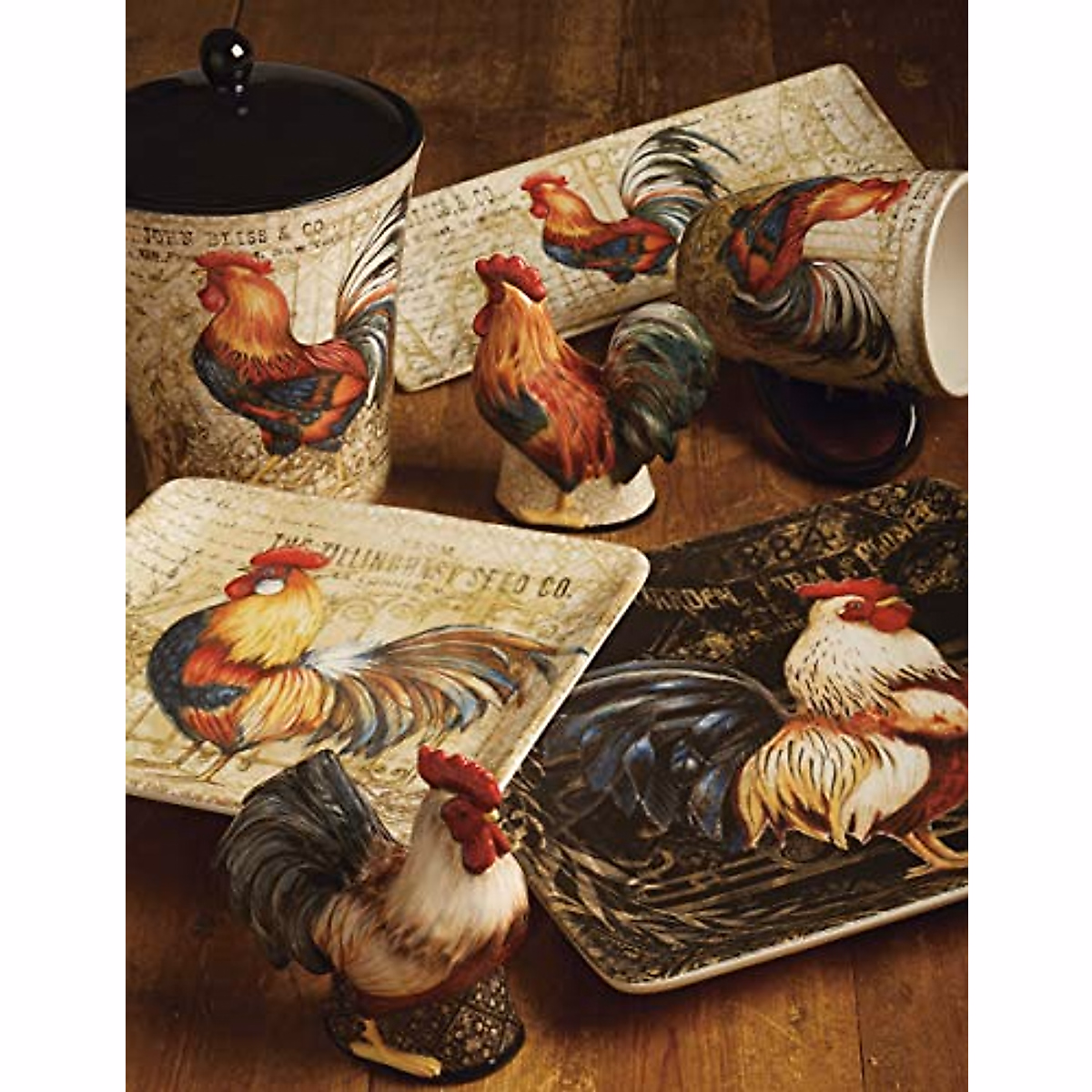 Certified International 23659 16" x 12" Gilded Rooster Rectangular Platter, One Size, Multicolor