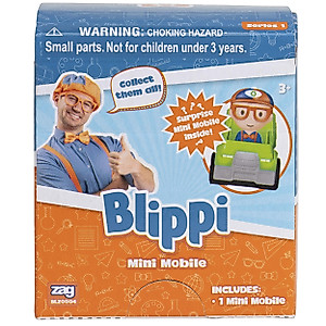 Blippi Mini Mobiles, 5 Pack Mini Vehicles - Features Character Toy Figure In Each Vehicle: Mobile/Car, Monster Truck, Recycle Truck, Ice Cream Truck, and Airplane - Educational Toys for Young Children