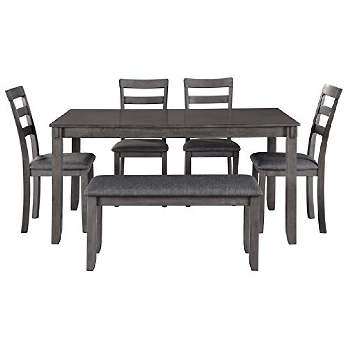 Signature Design by Ashley Bridson Modern 6 Piece Dining Set, Includes Dining Table, 4 Chairs & Bench, Gray
