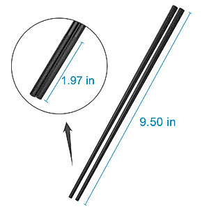 10 Pairs Fiberglass Chopsticks Family Set, ONEHERE Reusable Chinese, Japanese, Korean Chop sticks, Dishwasher Safe, Non-slip, for Sushi, Noodles, Food, Hotpot& Cooking, 9.5 inches, Classic Black