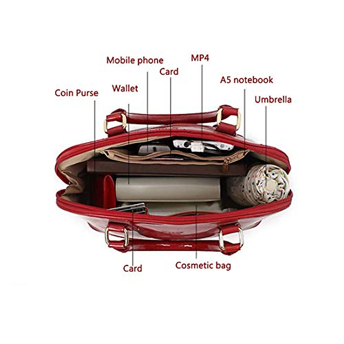 Yan Show Women's Satchel Purse Large Tote Lady Shoulder Bag Patent Leather Handbag Top Handle Shell Bag (black-1)