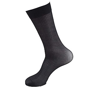 Goobester Men Tube Male Sheer Formal Dress Wear Suit Black Stocking Business Socks Black