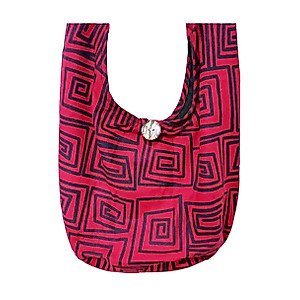 Lovely Creations's Hippie Boho New Elephant Crossbody Bohemian Gypsy Sling Shoulder Bag"Small" Size (Square Red)