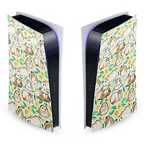 Head Case Designs Officially Licensed Micklyn Le Feuvre Guinea Pigs And Daisies In Watercolour On Mint Art Mix Vinyl Faceplate Sticker Gaming Skin Decal Compatible With PS5 Digital Edition Console