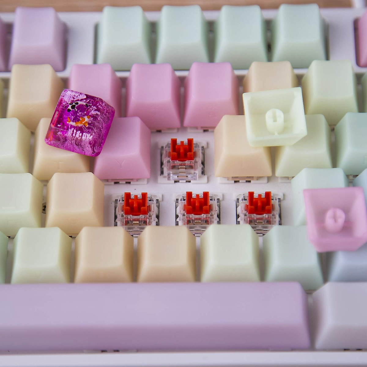 HMANE 109 Keys POM Jelly Keycaps Set, Rainbow Blank Doubleshot Translucent OEM Profile Mechanical Gaming Keyboard Keycaps for 60ï¼…/87 TKL/104/108 Cherry MX Switches (Rainbow/Side Printed)