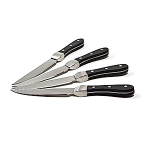 KNORK Steak Knives with ChopHouse Handle (Set of 4), Silver/Black