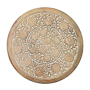 Gualiy Round Top Mango Wood Side End Table with Pedestal Base, Side Tables Bedroom, 18.00" L x 18.00" W x 18.00" H