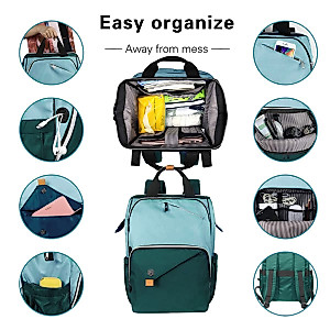 Hap Tim Laptop Backpack Women, Travel Backpack for Women, Work Backpack, Nurse Backpack, Green（7651-GR）