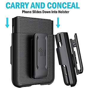 Case with Clip for Motorola RAZR+ 2023, Nakedcellphone [Grid Texture] Slim Hard Shell Cover and [Rotating/Ratchet] Belt Hip Holster Holder Combo for Moto RAZR Plus '23 (RAZR 40 Ultra) - Black