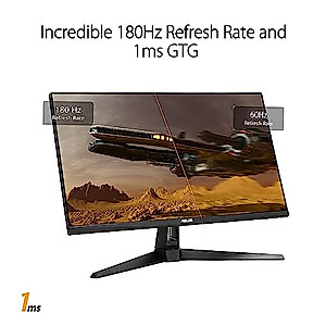 ASUS TUF Gaming 27” 1440P HDR Monitor (VG27AQ3A) – QHD (2560 x 1440), 180Hz, 1ms, Fast IPS, 130% sRGB, Extreme Low Motion Blur Sync, Speakers, Freesync Premium, G-SYNC Compatible, HDMI, DisplayPort