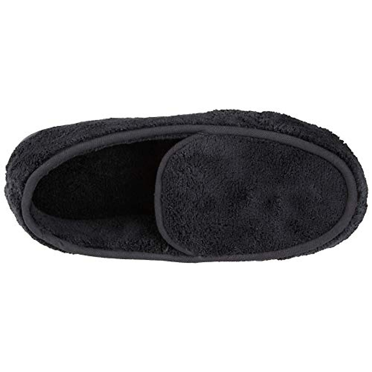 isotoner Men's Microterry Memory Foam Indoor/Outdoor Slip-On Slippers, Black, 11-12