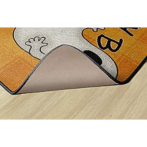 Brumlow MILLS Hey Boo Halloween Ghost Washable Festive Print Indoor or Outdoor Rug for Living or Bedroom Carpet, Dining Room, Kitchen Area or Entryway Rug, 20" x 34",Orange