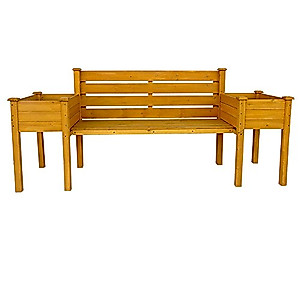 Leisure Season PBB7821 Wood Planter Bench - Brown - 1 Piece - Outdoor Wooden Seat with Raised Plant - Rustic Garden and Yard Decoration - Roses, Herb, Flower Display - Deck, Patio and Pergola Seating