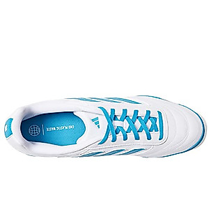 adidas Men's Super Sala 2 Soccer Shoe, White/Bold Aqua/Bold Aqua, 9