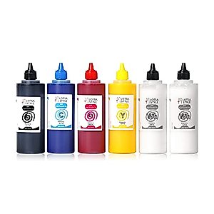 LOTSA. STYLE Premium DTF Ink Refill for Inkjet Printers Heat Transfer Film Printing (250ml x 6, CMYK Wh)