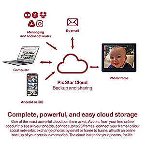 Pix-Star 10 inch WiFi Digital Picture Frame, Share Videos and Photos Instantly by Email or App, Motion Sensor, IPS Display, Effortless One Minute Setup, Highly Giftable
