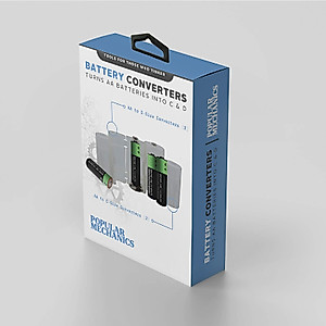 Popular Mechanics Battery Converters - Aa To C & D Size Battery Converter Case - 4 Pack Battery Adapters - Turns Disposable Or Rechargeable Aa Batteries Into C & D