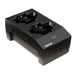 Shure SBC200-US Dual Docking Charger with PS45US Power Supply, Recharging Station Charges SB900A Batteries in-or-out of Transmitters, Run up to 4 SBC200 Stations off 1 Power Supply