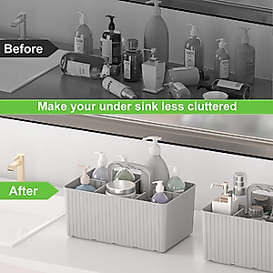 DAYHOPE Plastic Shower Caddy Portable Organizer, DIY Bathroom Organizers and Storage, Makeup Organizer Divided Storage Tote Holder for Bathroom, Makeup, Kitchen, Office, Desktop (2 Pack, Gray)