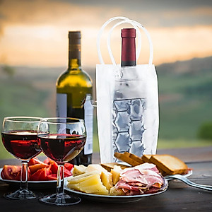 2 Pcs Wine Chiller，Ice Wine Bag, Gel Wine Bottle Chill Cooler Ice Bag,Wine Cooler Refrigerator & Beverage Transport, Clear Freezer Bag，Wine Bottle Chiller Cooler for Red White Champagne or Sparkling