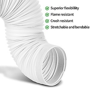 Portable Air Conditioner Exhaust Hose - 5.9 Inch Diameter, 78 Inch Length, Anti-Clockwise Thread