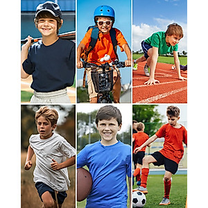 QBK 2T to Youth Neon Shirt Kids UPF 50+ Dry Fit Athletic Short Sleeve T Shirts for Boys and Girls (White M)