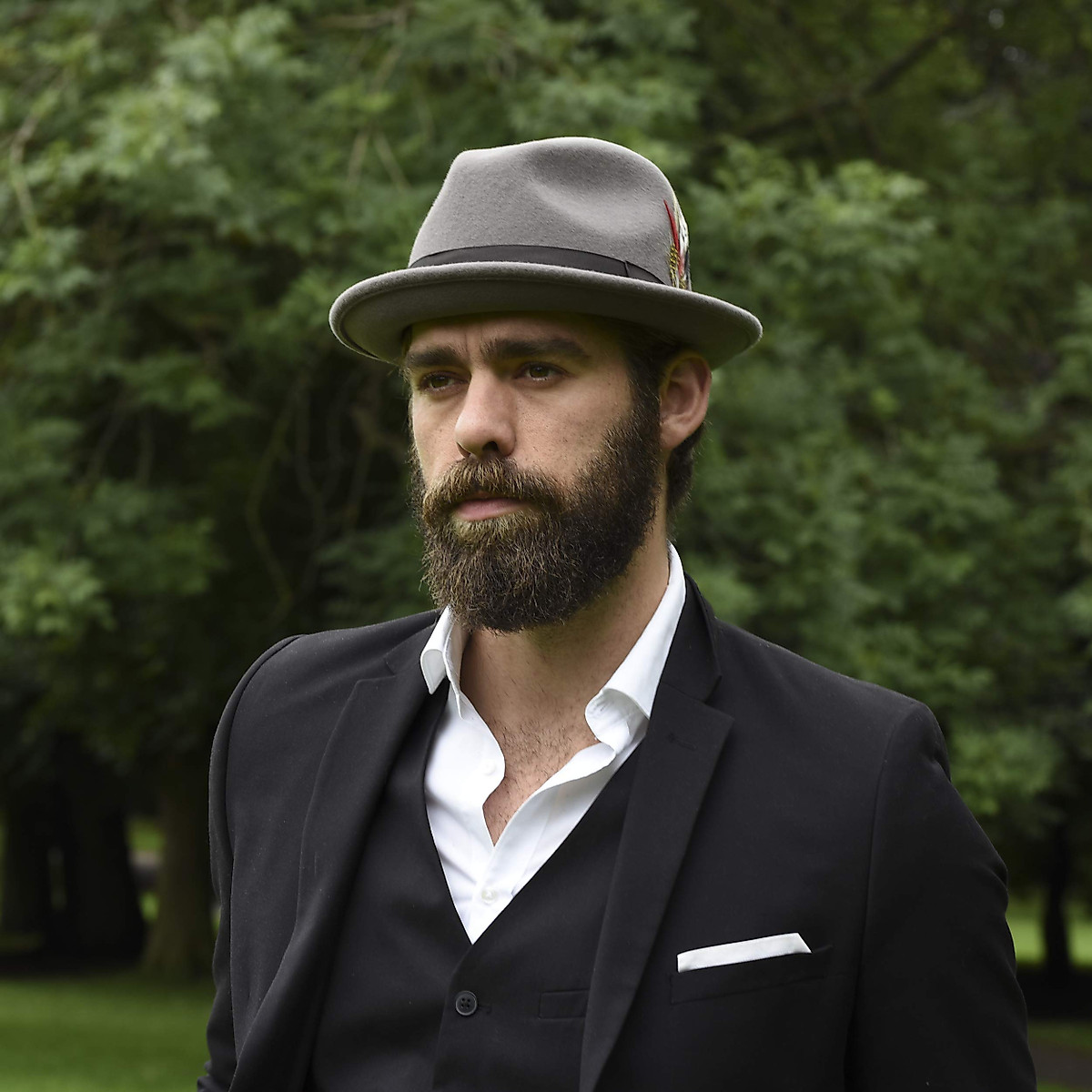 Mens Gray Fedora Hats, 100% Wool Crushable Hat, Packs Easy, Stain Resistant, Stylish Fedora (Also Available in Black)