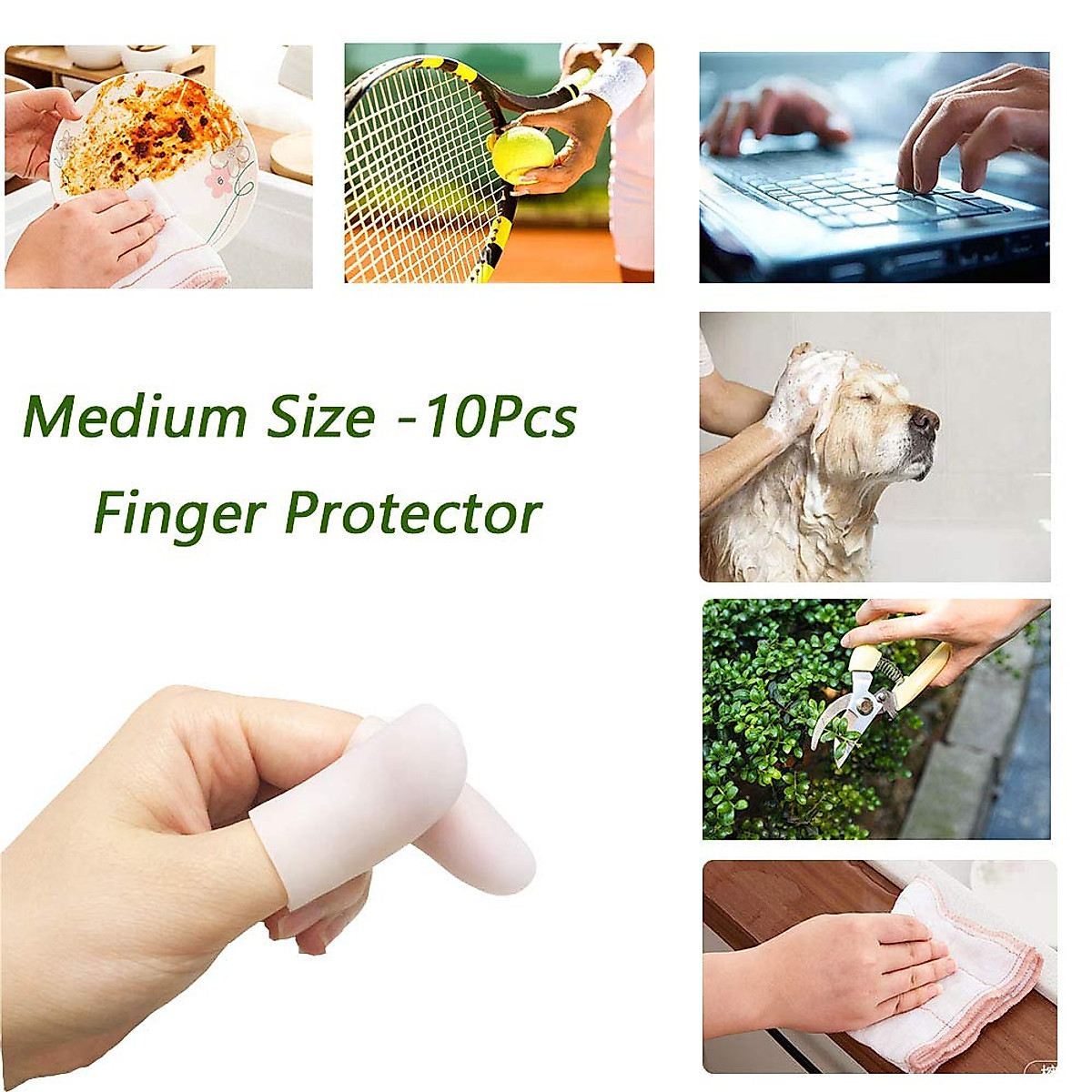 Kris-kikomy Gel Finger Protectors Finger Caps Silicone Fingertips Protection - Finger Cots Great for Trigger Finger, Finger Arthritis, Finger Cracking and Other Finger Pain Relief (Medium)