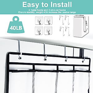 Over the Door Shoe Organizer, Hanging Shoe Rack, Back Door Shoe Storage Organizer wtih 2 Style Sturdy Breathable Ventilated Visible Mesh Pockets and 2 Style Hooks for Nursery, Bedroom, Living Room