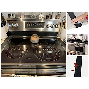 Silicone Kitchen Stove Gap Covers, Kitchen Counter Gap Anti-Slip Non-Tacky Filler Seals Spills Between Counter, Stovetop, Oven, Washer, heat-resistant，Set of 2 (21 Inches, Black) by liboyixi