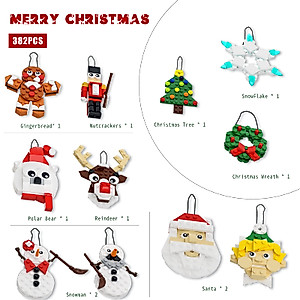 Tenhorses Christmas Tree Ornament 11-in-1 Building Sets, Wreath, Santa, Snowman, Nutcracker, Polar Bear, Gingerbread, Reindeer, Snowflake, Hanging Christmas Decor Toys Gift for Girls Boys or Kids.