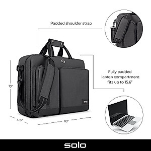 Solo New York Urban Carrying Case (Briefcase) for 15.6" Notebook - Gray, Black, 12.5" x 17" x 5" (UBN310-10)