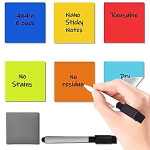 Dry Erase Sticky Notes Reusable - Reusable Dry Erase Stickers Non-Magnetic Whiteboard Stickers for Wall, PC, Wood, Bricks