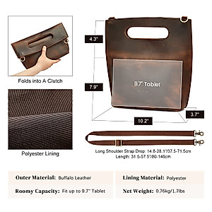 S-ZONE Women Vintage Genuine Leather Crossbody Bag Distressed Foldable Clutch Top Handle Handbag Purse