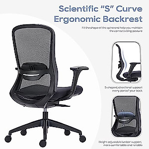 Mesh Office Chair, Ergonomic Chair with Adjustable Lumbar Support, Executive Computer Chair with 4D Armrests, Tilt Lock and Slide Seat, Home Office Desk Chair for Men Women-InkGrey, 2 PC