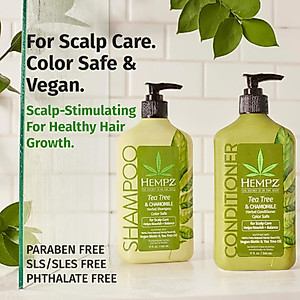 HEMPZ Hair Shampoo & Conditioner Set - Tea Tree & Chamomile for Dry, Damaged and Color Treated Hair, Hydrating, Softening, Moisturizing with Vegan Biotin for Scalp Care Duo Set - 33.8 fl oz