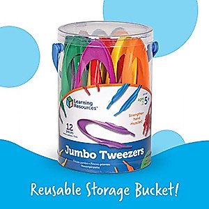 Learning Resources Jumbo Tweezers, Sorting & Counting, Preschool Science, Homeschool, Toddler Fine Motor Skill Development, Set Of 12