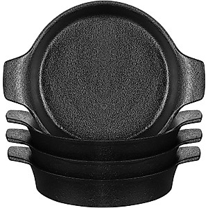 Vesici Mini Skillets for Cookies Cast Iron Ramekins 7.2x5.5x1.18 Cast Iron Pan, Small Cast Iron Pot, Mini Casserole Dish Bakeware Bowl for Serving Cast Iron Cookware Home Restaurant Kitchen(4 Pcs)