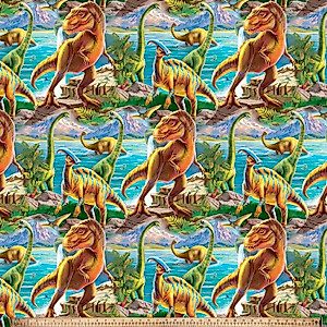 Dinosaurs T Rex Anti-Pill Premium No-Sew Throw Fleece Fabric Kit (50x60)