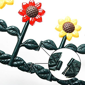 Sungmor Plastic Edgings Garden Picket Fence - Grass Lawn Flowerbeds Plant Borders - Decorative Sunflower Landscape Path Panels - Pack of 4 (Overall Length 98 Inches) - Lightweight & Easy Installation