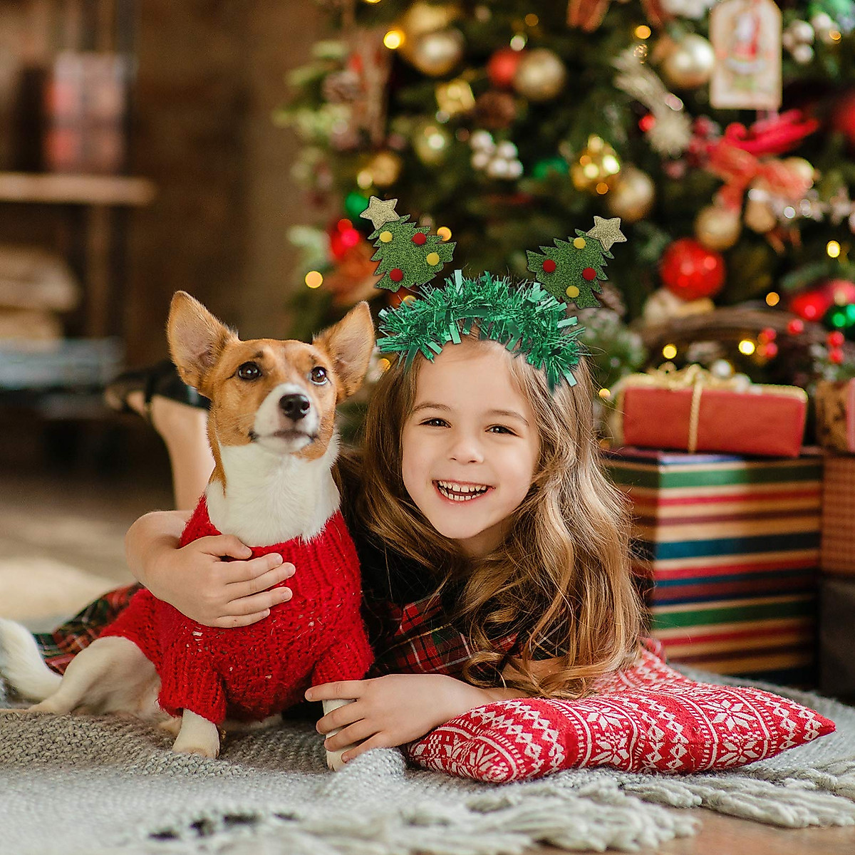 Beaupretty 2pcs Christmas Tree Headband Holiday Kids Supply Festival Headwear Ornament Christmas Costume Headband Christmas Tree Hair Bands Party Girls Hairband Felt Pop Child Latte Art