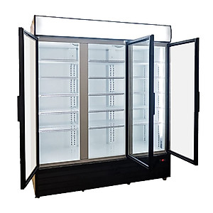 Procool Refrigeration Commercial 3-Door Merchandiser - High Efficiency Glass Front Display Cooler; 53 Cubic Ft., black, white, CST-1600-HE