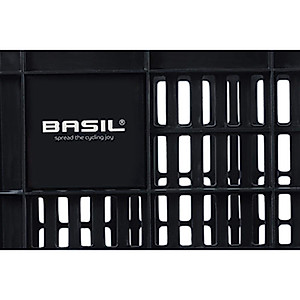 Basil Unisex – Adult's Crate S Bicycle Box for The Front Pannier Rack, Black, 40 cm x 29 cm x 21 cm