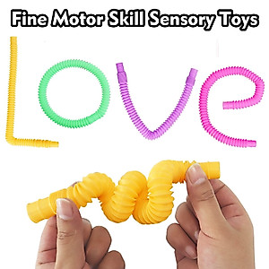 TIBDALA Mini Pop Tubes Fidget Toy, 12 Pack Sensory Stretch Tubes Stress Relief Toys for Kids Funny Christmas Stocking Stuffers Party Favors Novelty Gifts for Boys Girls