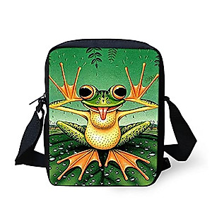 STUOARTE Cartoon Frog Print Crossbody Slingbag with Adjustable Strap, Lightweight Durable Purse Tote Shoulder Messenger Bags Travel Bag Handbag for Women Teens